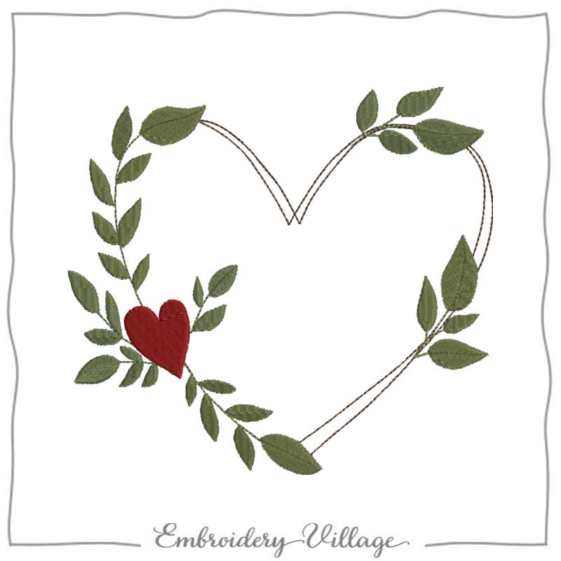 Heart Grapevine Wreath #1667 - Embroidery Village LLC